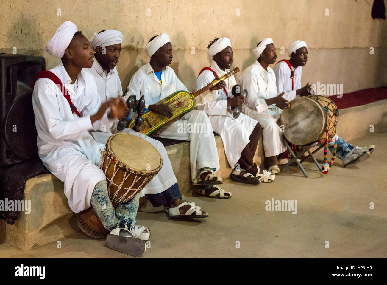 Merzouga, Morocco. Gnaoua Musicians Playing Drum, Krakeb, and Gimbrie ...