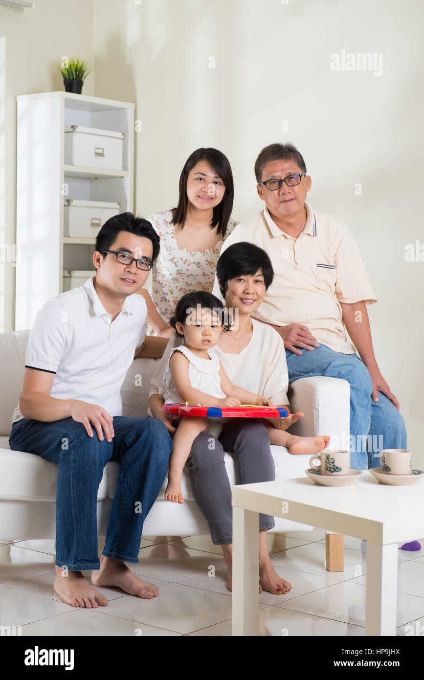 multi generation asian family at home Stock Photo - Alamy
