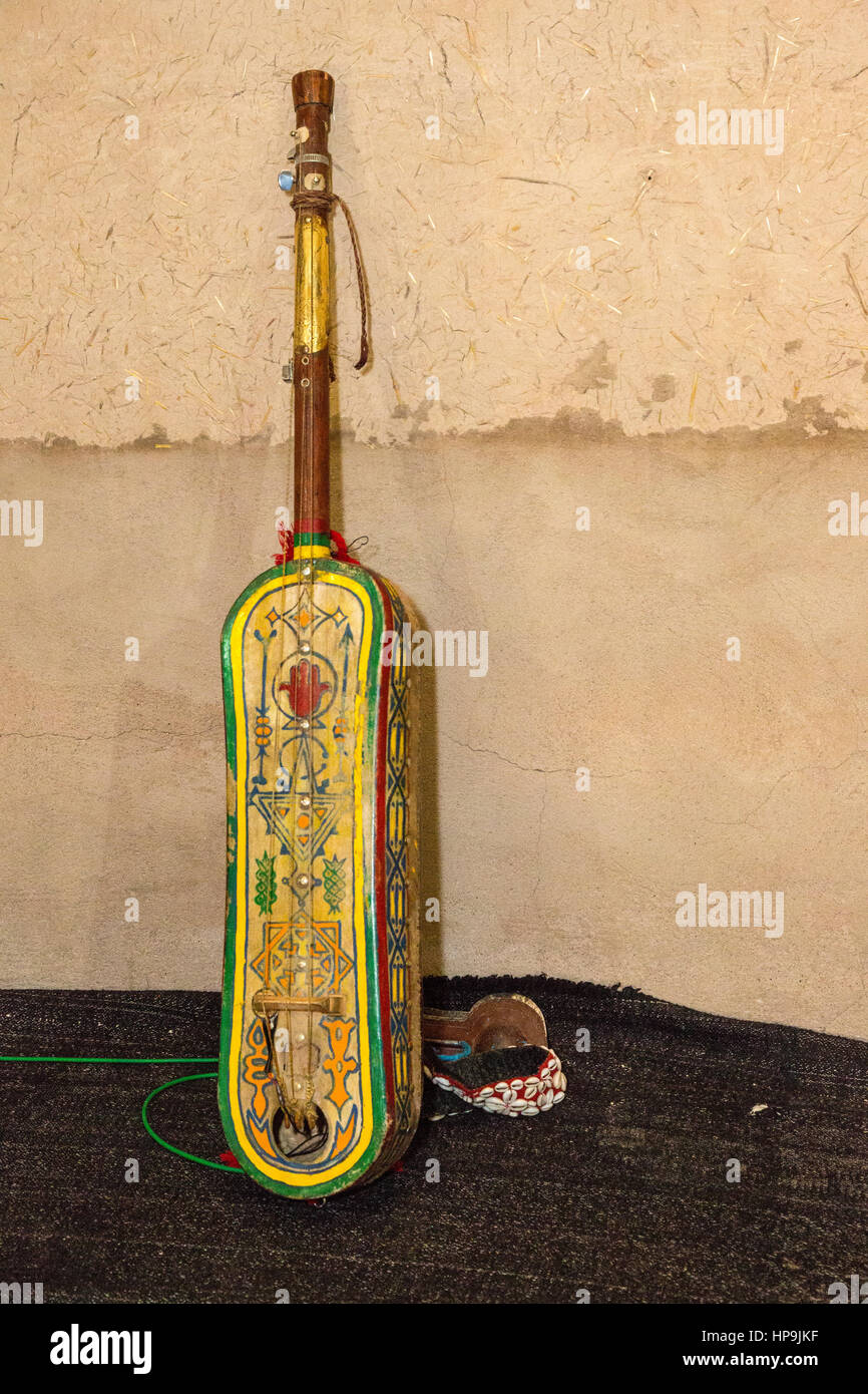 Merzouga, Morocco. Gimbrie (or Hajouj or Santerre), a Gnaoua Stringed ...