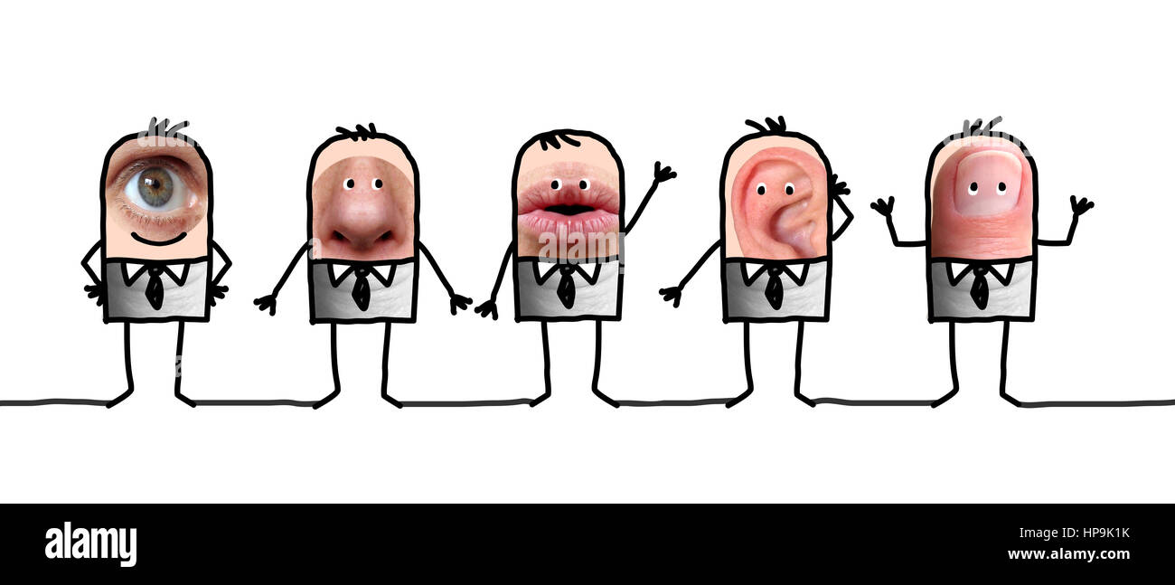 Cartoon characters and five senses Stock Photo - Alamy