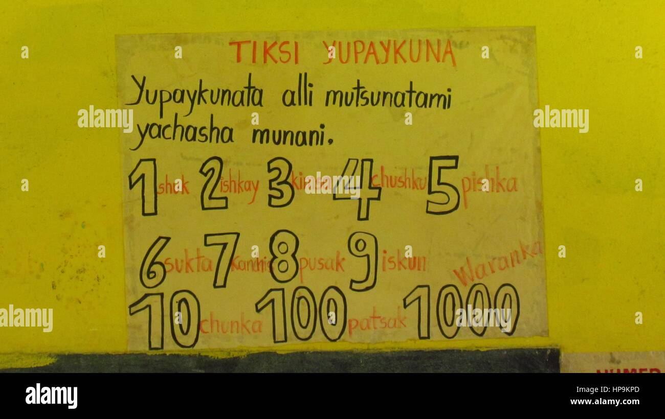 Number Chart in Amazon Village, Ecuador Stock Photo - Alamy