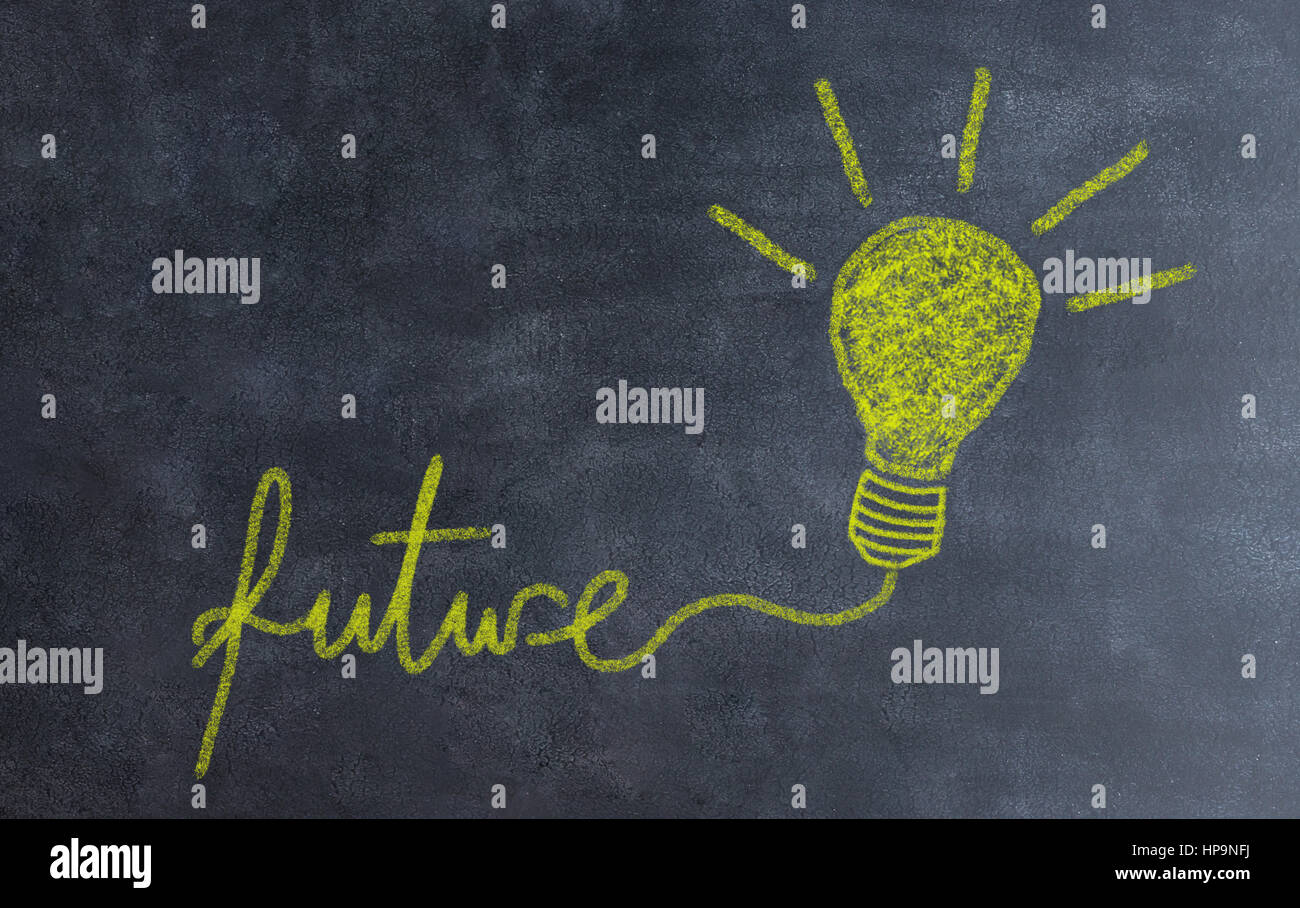 idea bulb on chalkboard background. future concept Stock Photo - Alamy