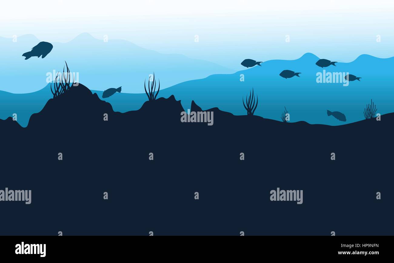 Silhouette of underwater background vector art collection Stock Vector ...