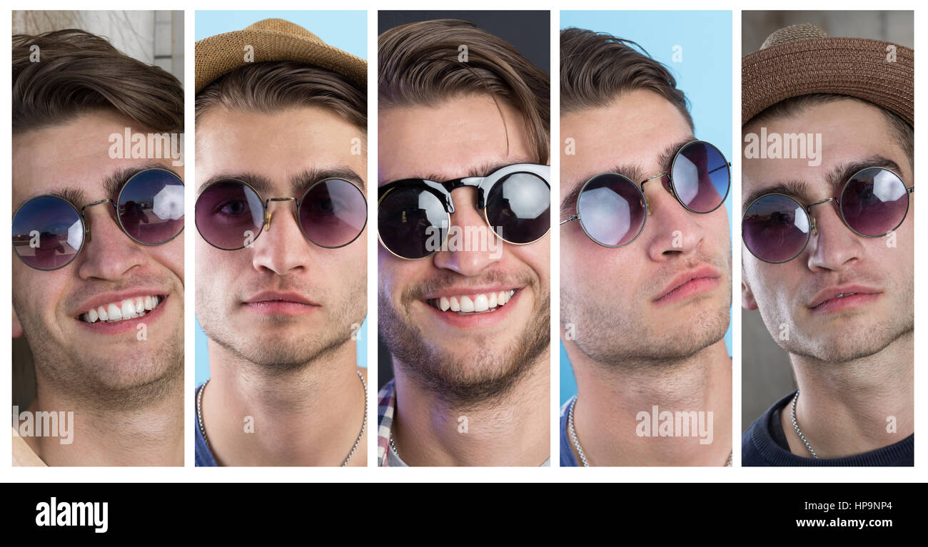 Collage of fashion model wearing modern sunglasses Stock Photo - Alamy