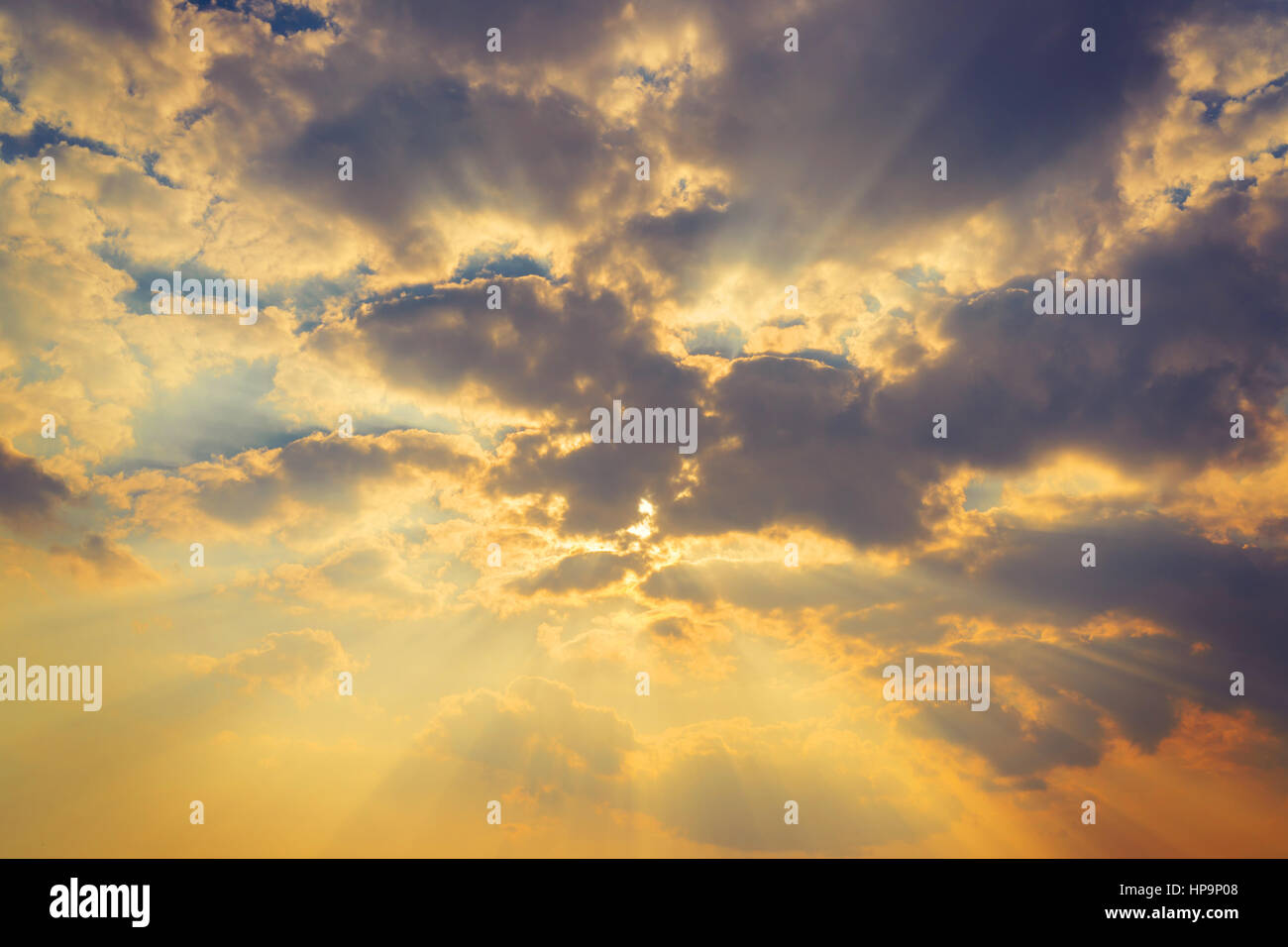 Sunbeam ray light cloud sky twilight color Stock Photo - Alamy