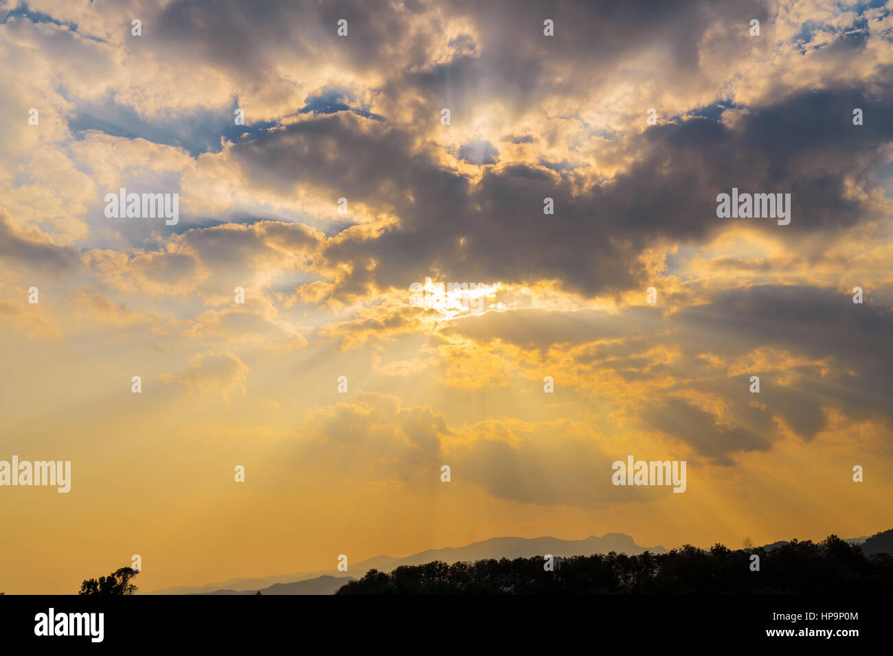 Sunbeam ray light cloud sky twilight color Stock Photo - Alamy