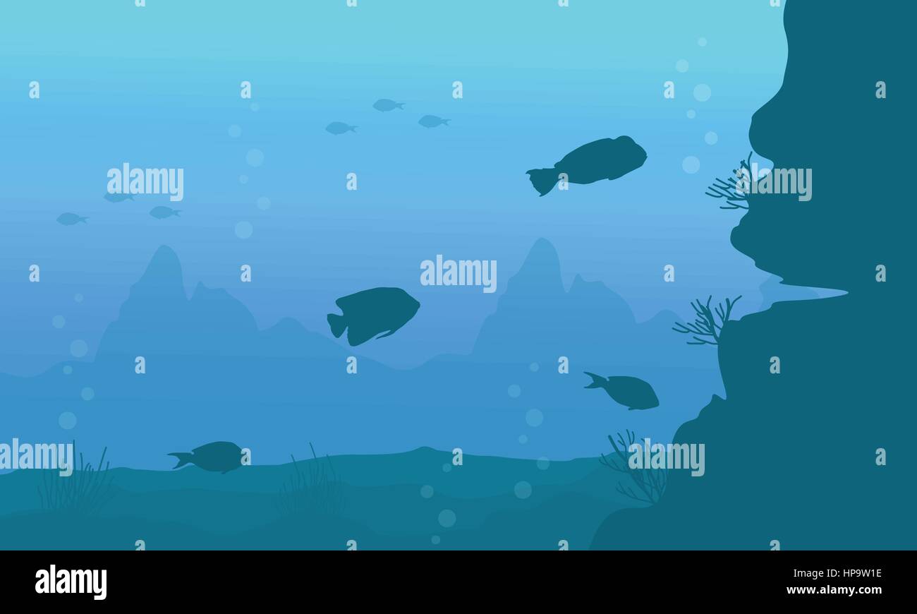 Vector art of fish and reef underwater landscape collection Stock ...