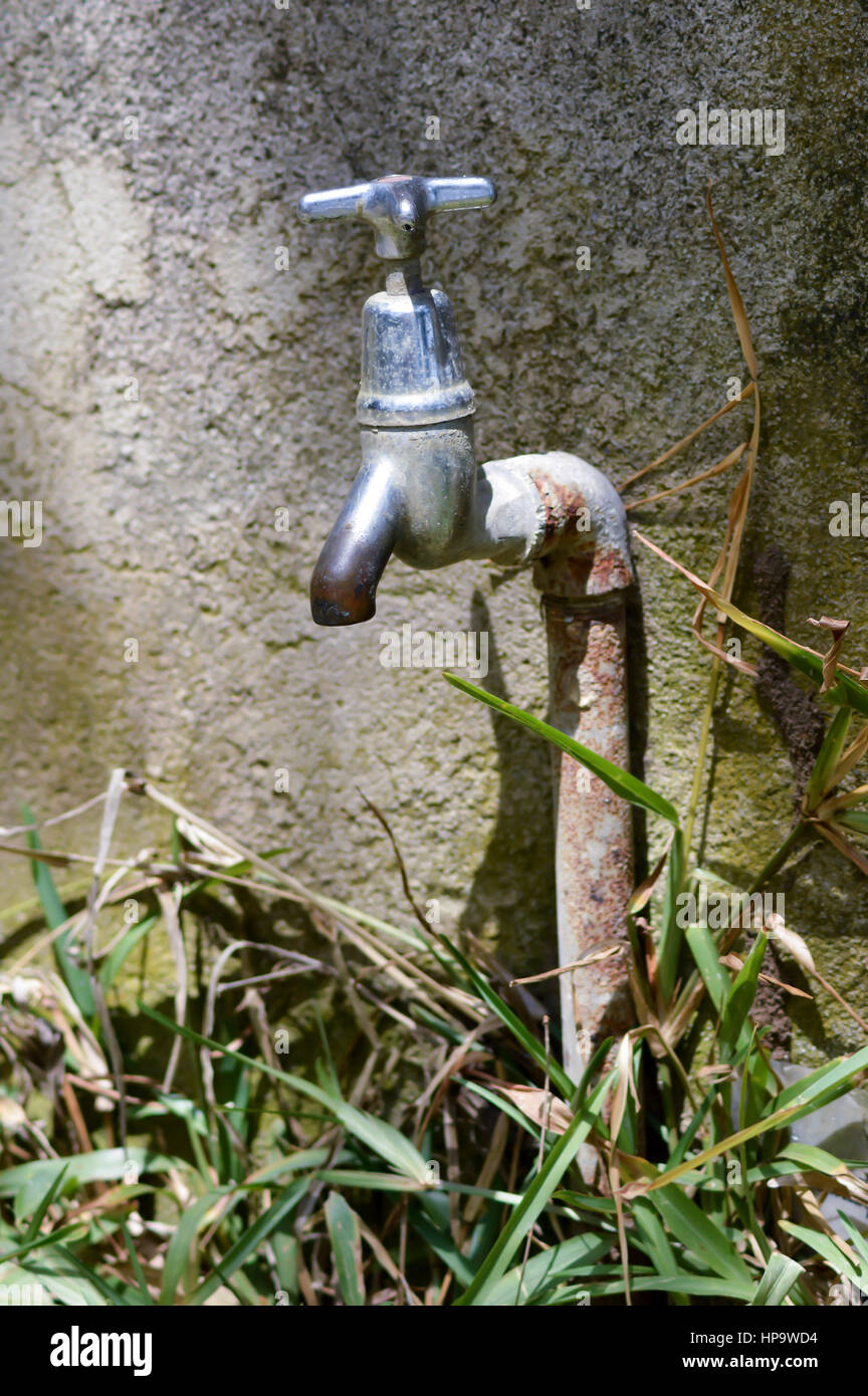 Water supply tap in the garden on a half inch pipe Stock Photo - Alamy