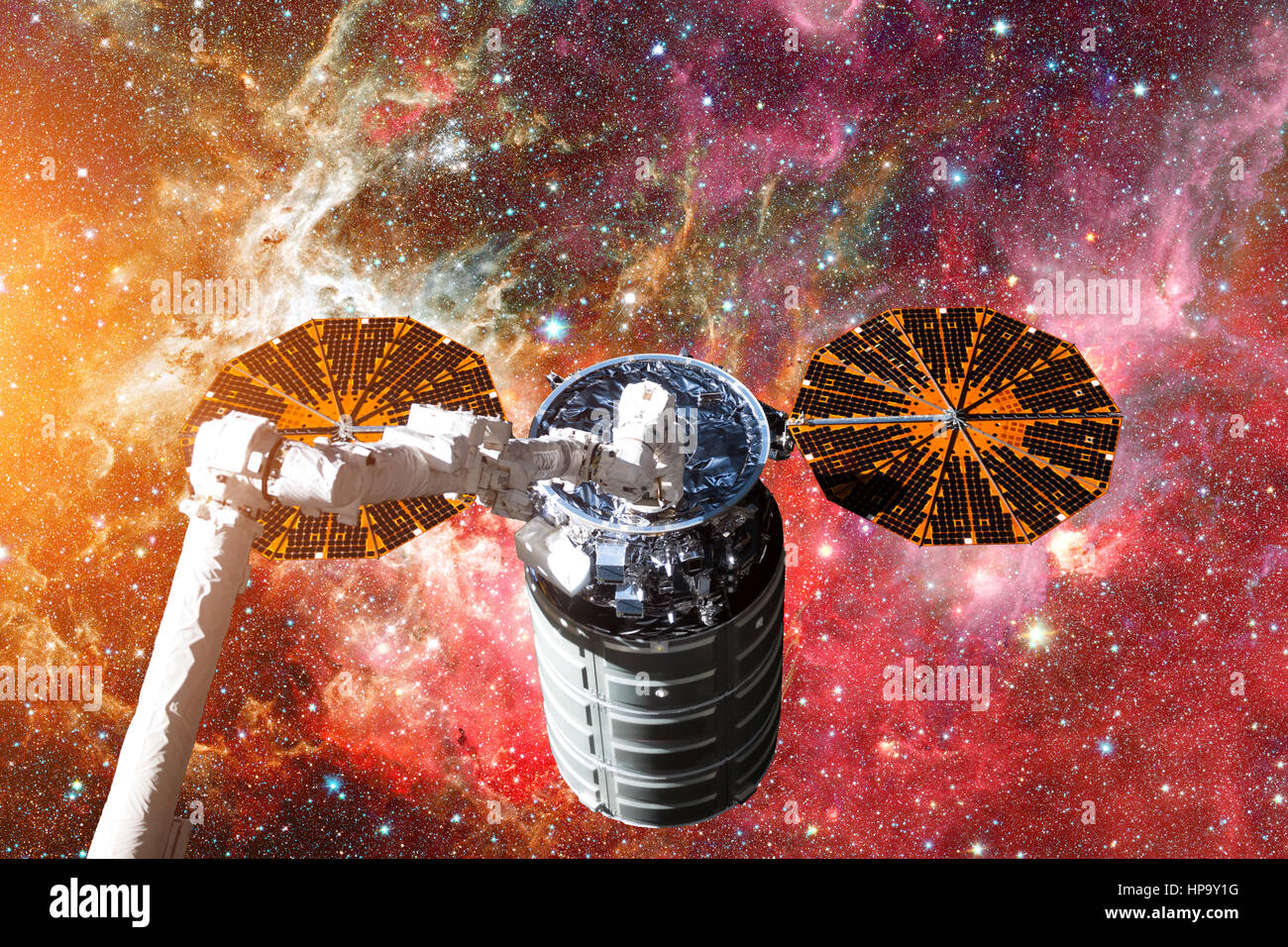 Cargo spacecraft - The Automated Transfer Vehicle over spiral galaxy ...