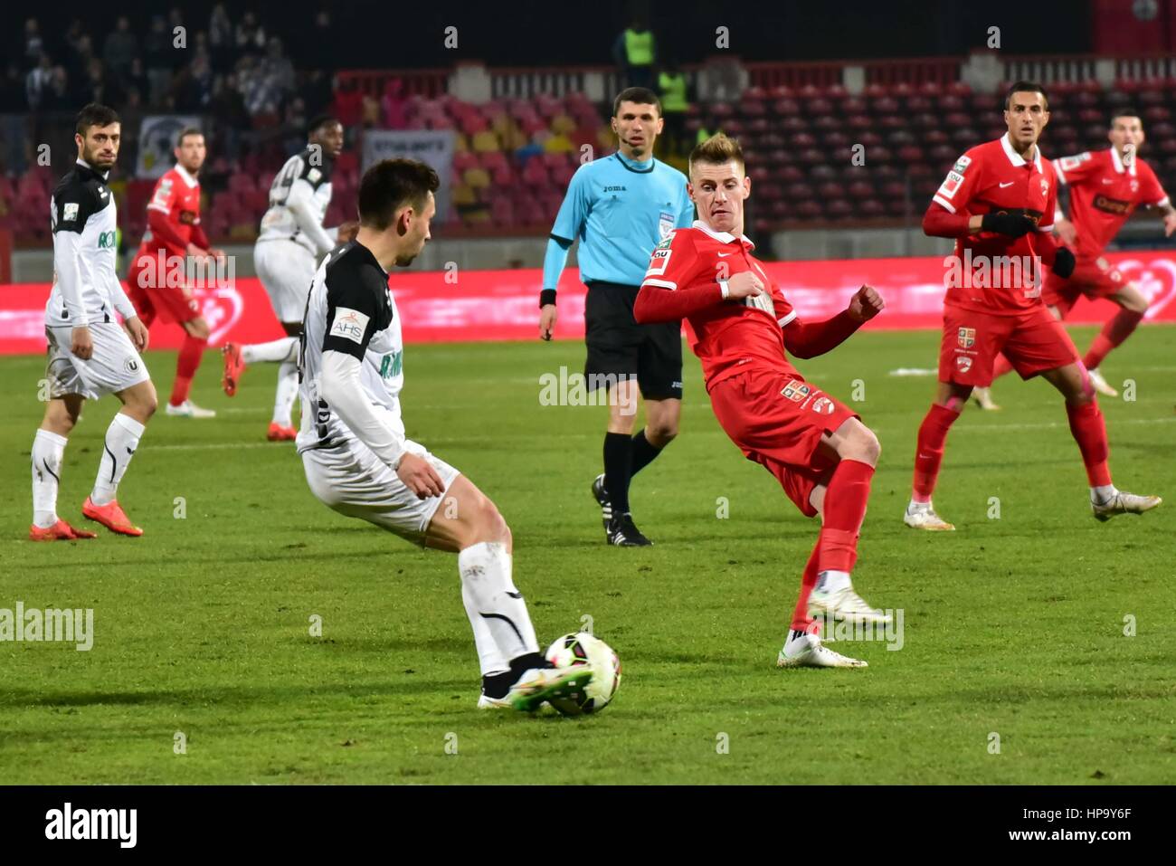 February 28, 2015: Valentin Lazar #93 of Dinamo Bucharest R and Raul ...