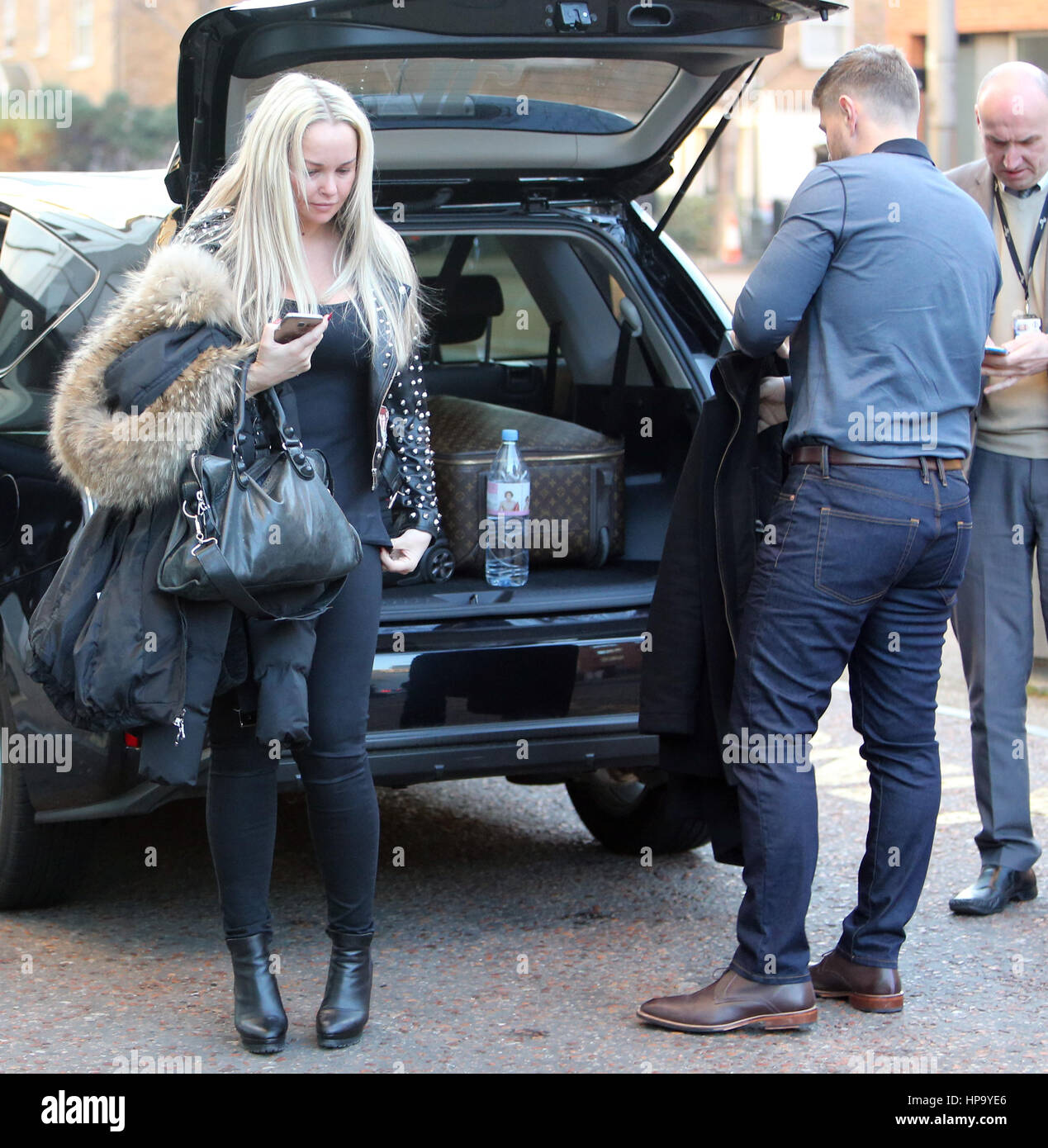 Jennifer Ellison make-up free and with husband Rob Tickle outside ITV ...