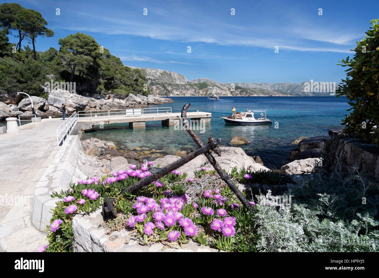 Fishing boat docked on Lokrum Island, near Dubrovnik, Croatia Stock ...