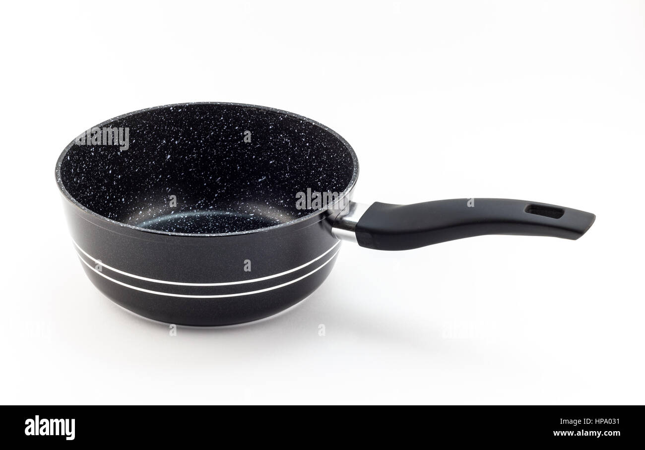 Black marble coated cooking pot photo on white background Stock Photo ...