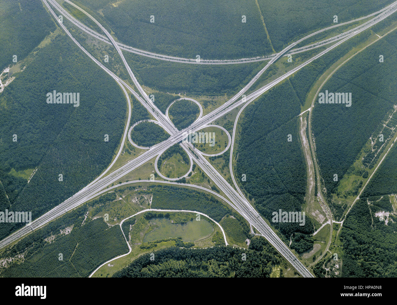 Autobahnkreuz Lauf, Bayern, Deutschland, Luftaufnahme Stock Photo - Alamy
