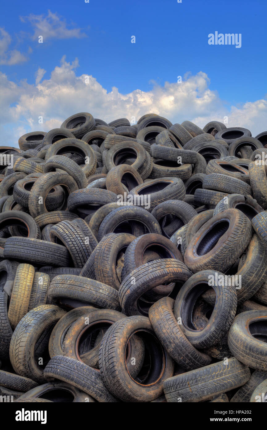 Pile of Old Tyres for Recycling Stock Photo - Alamy