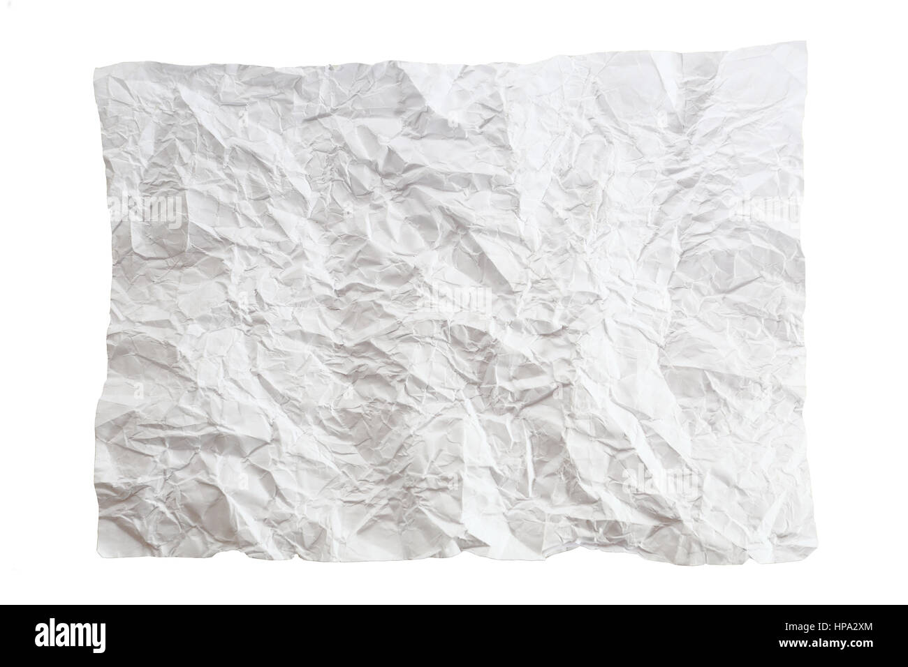 Crumpled piece of paper isolated on white background. One white ...