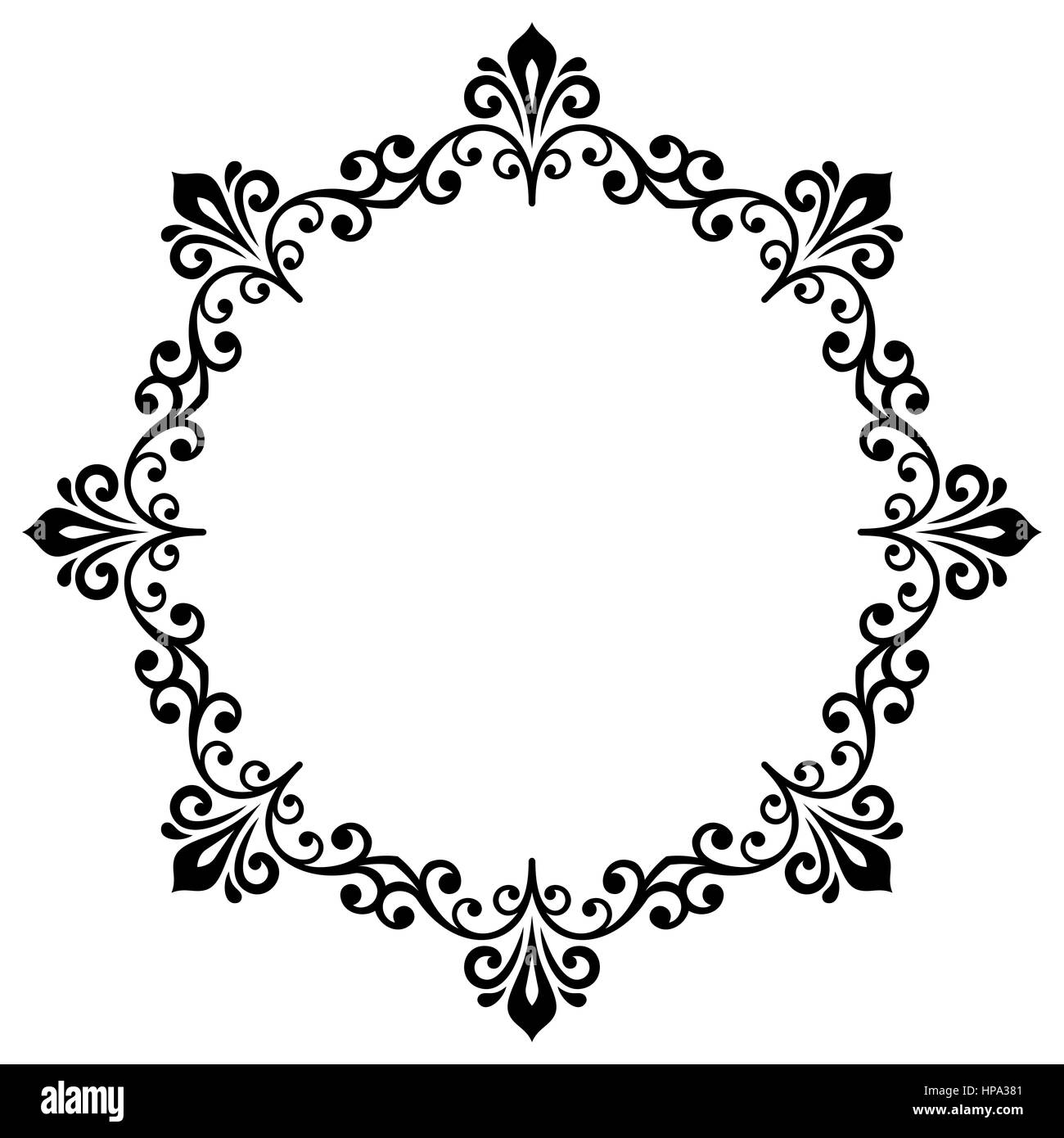 Floral round frame design Cut Out Stock Images & Pictures - Alamy