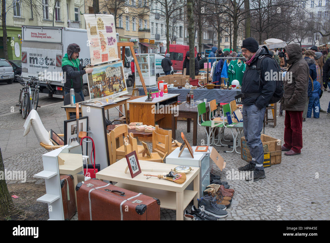 Flea market at the Arkonaplatz in Berlin, Germany Stock Photo - Alamy