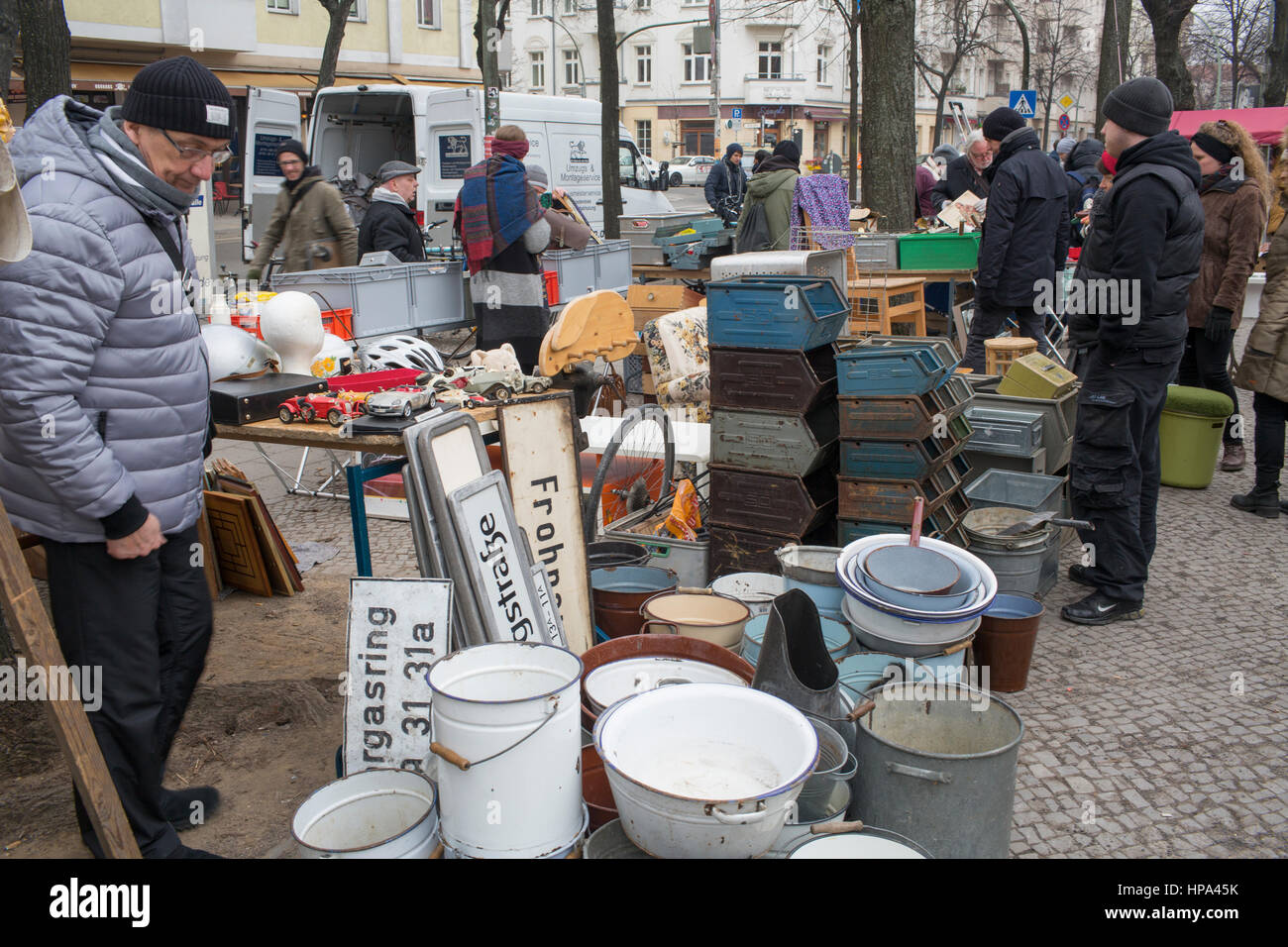Flea market at the Arkonaplatz in Berlin, Germany Stock Photo - Alamy