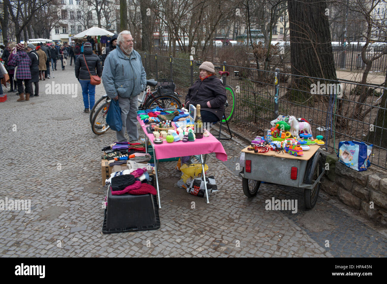 Flea market at the Arkonaplatz in Berlin, Germany Stock Photo - Alamy
