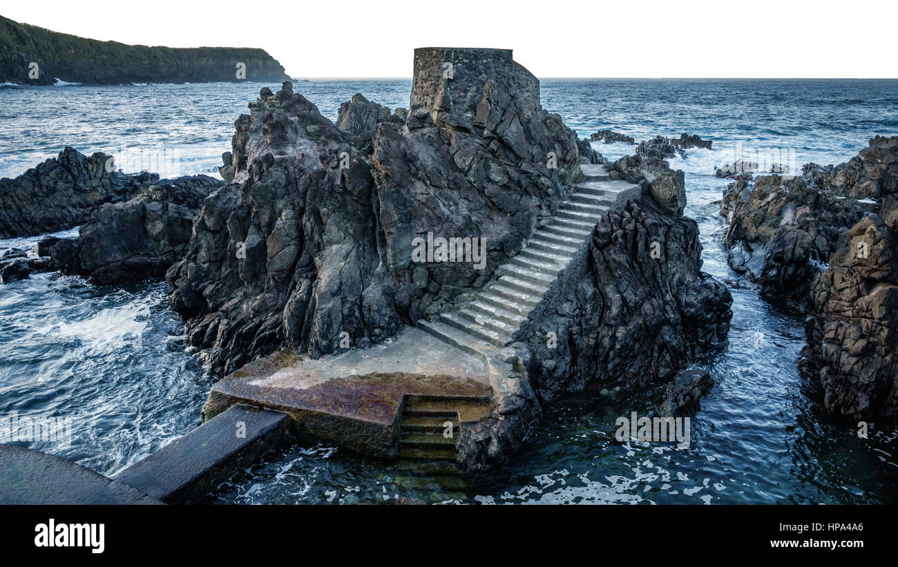Volcanic rocks, castle shape, atlantic ocean, azores islands Stock ...