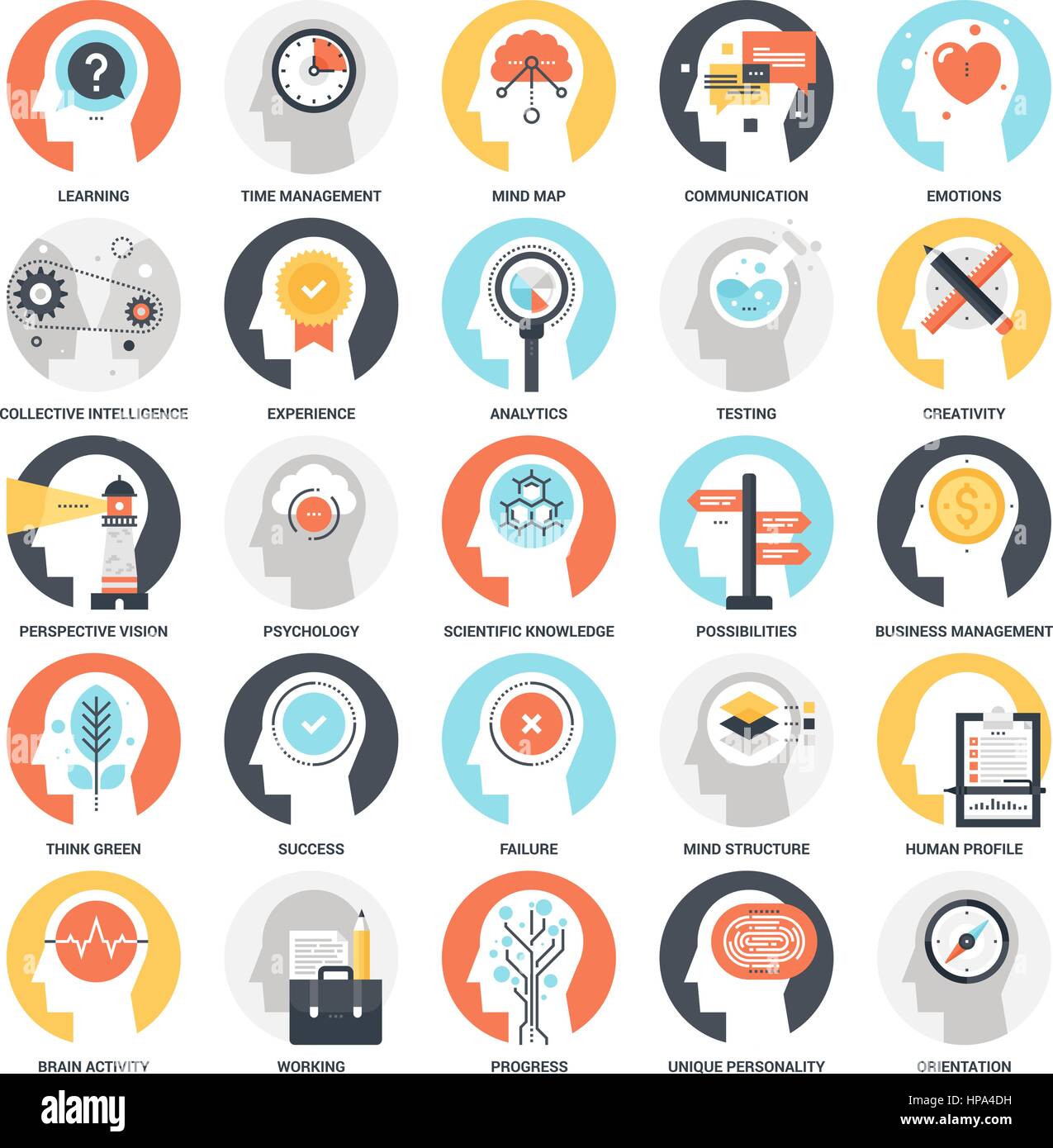 Thinking and Brain Activity Stock Vector Image & Art - Alamy