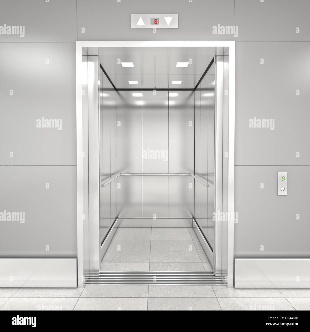 modern steel elevatore 3d rendering image Stock Photo - Alamy