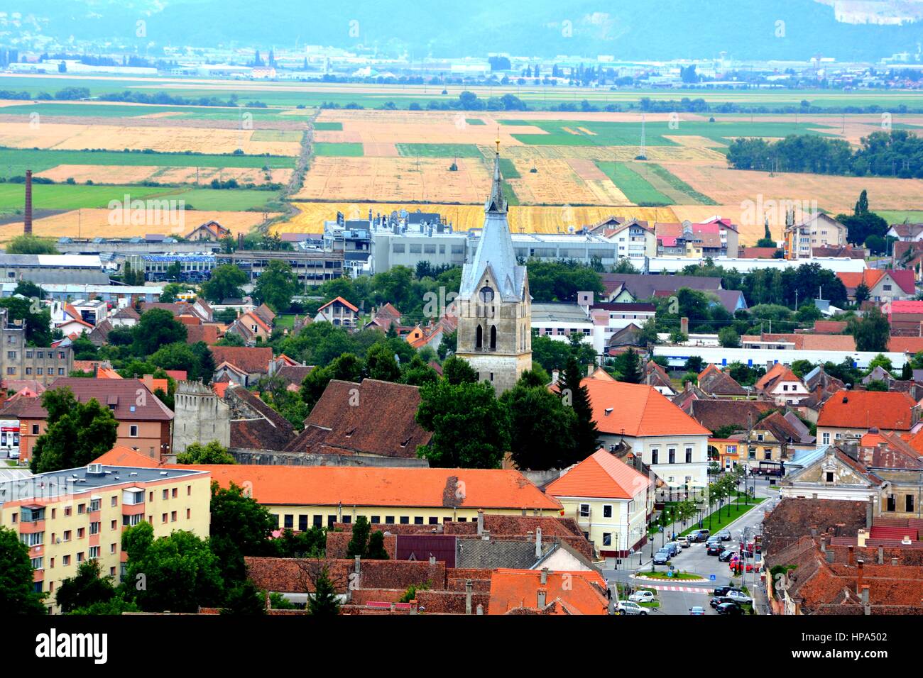 Aerial view of the village Codlea, Transylvania Stock Photo - Alamy