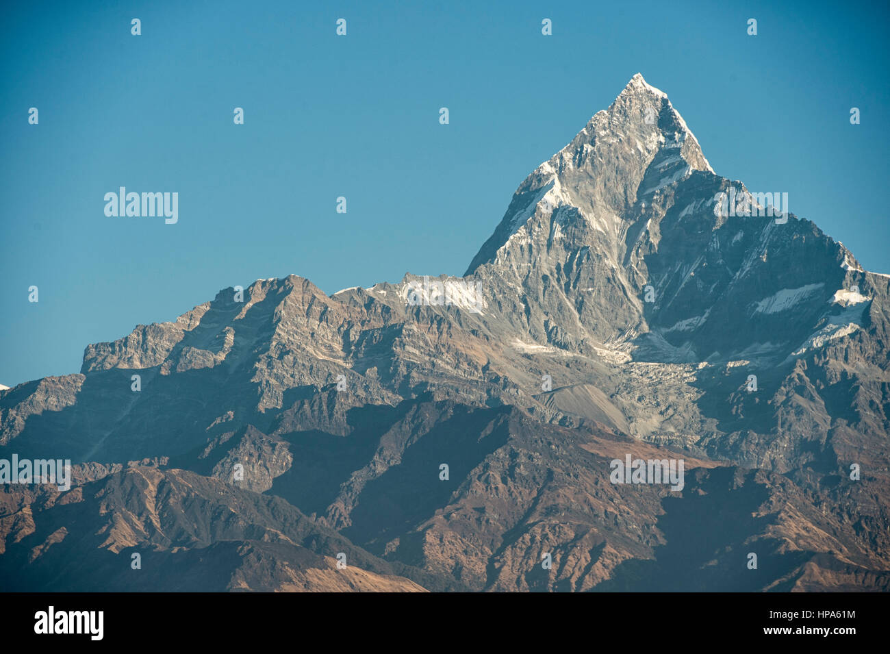 Machapuchare mountain range view from Ghandruk village in Kaski Nepal ...
