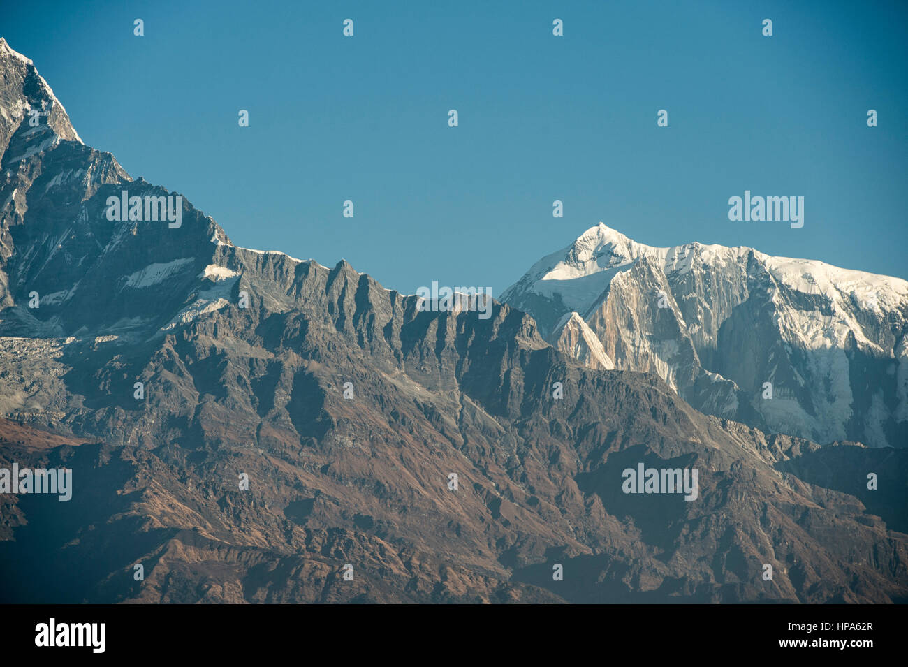Machapuchare mountain range view from Ghandruk village in Kaski Nepal ...