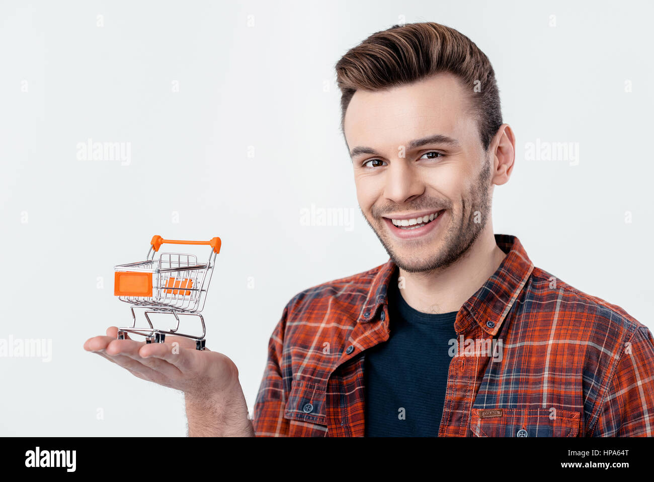 Man holding handcart hi-res stock photography and images - Alamy