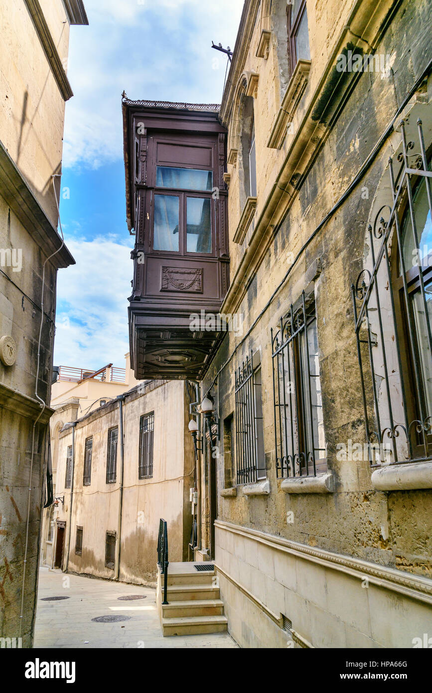 Narrow street in Old city, Icheri Shehe is the historical core of Baku ...