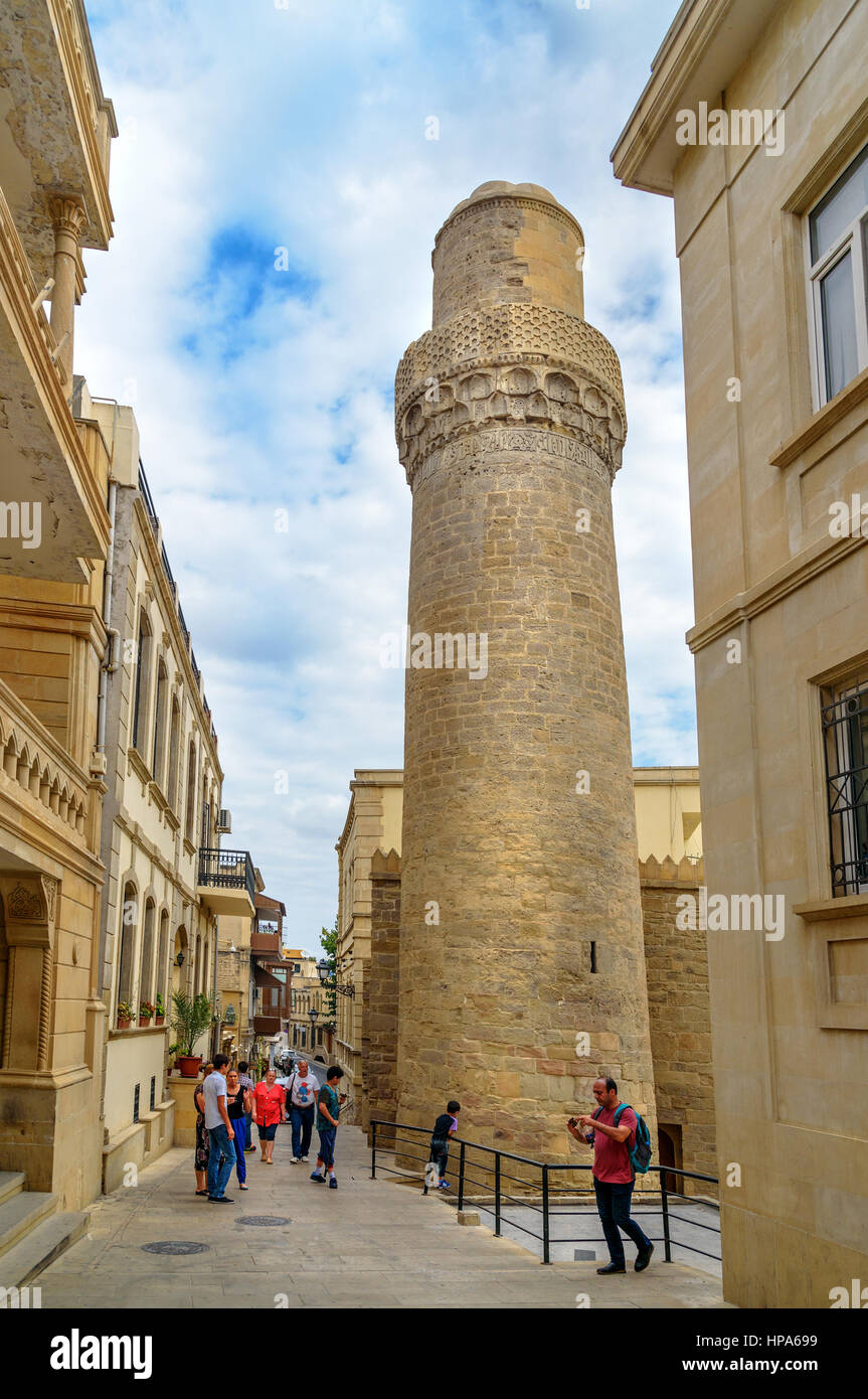 Baku, Azerbaijan - September 10, 2016: Minaret of Muhammad Mosque in ...