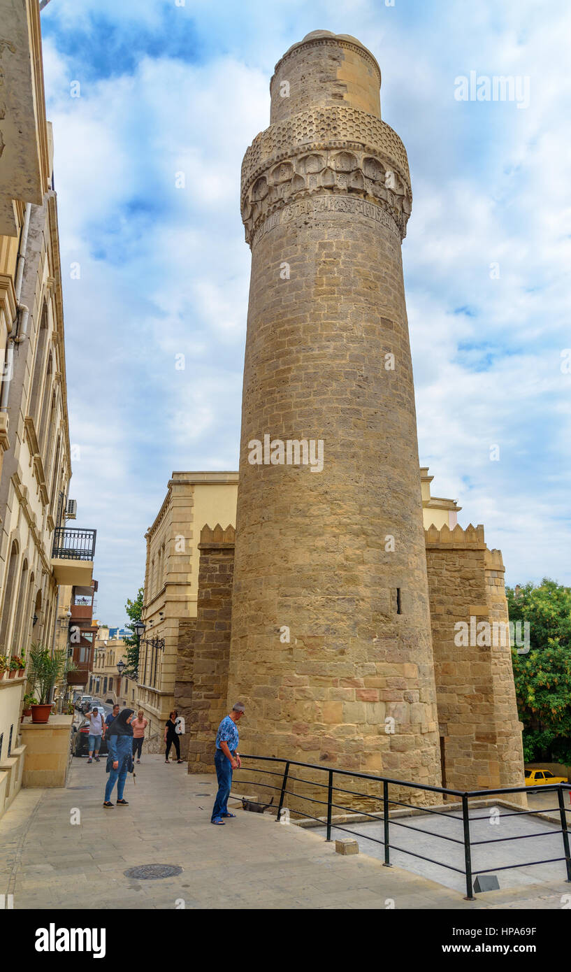 Baku, Azerbaijan - September 10, 2016: Minaret of Muhammad Mosque in ...