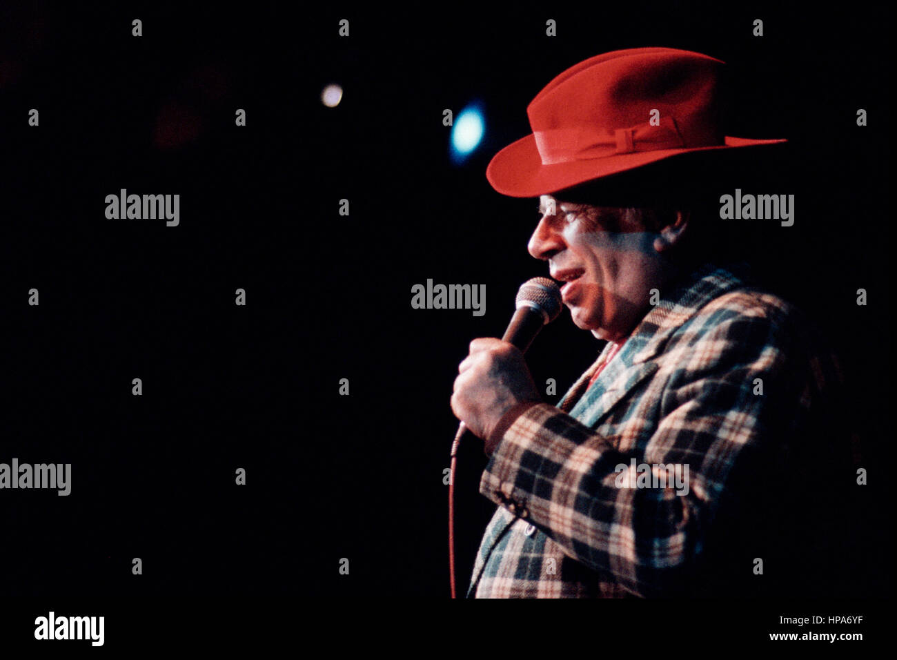 George Melly on stage 1987 Stock Photo - Alamy