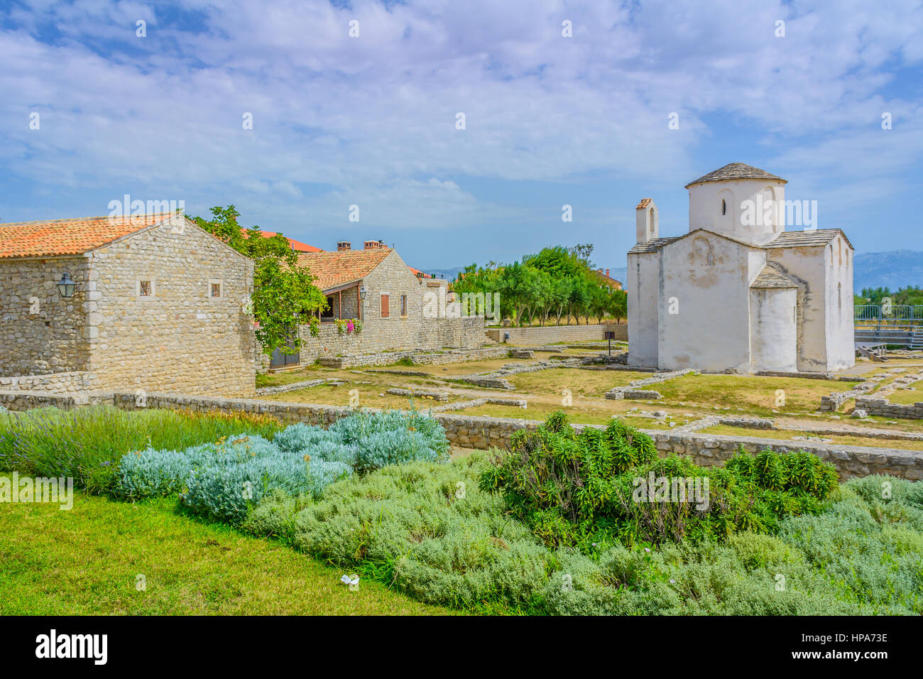 Old stone architecture in Nin town, croatian historical places Stock ...