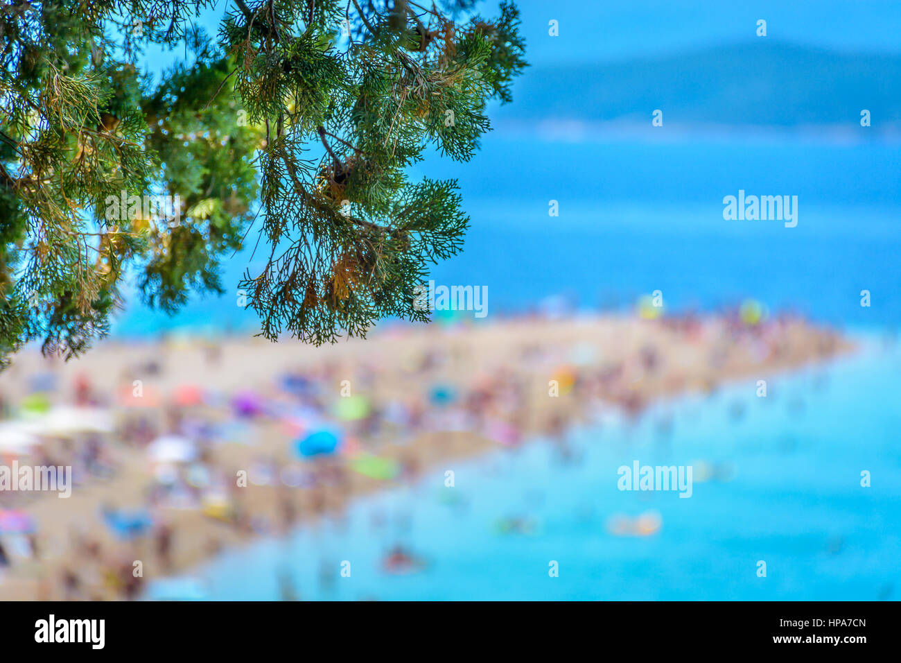 Blurred background of famous beach Golden Cape, Croatia Stock Photo - Alamy
