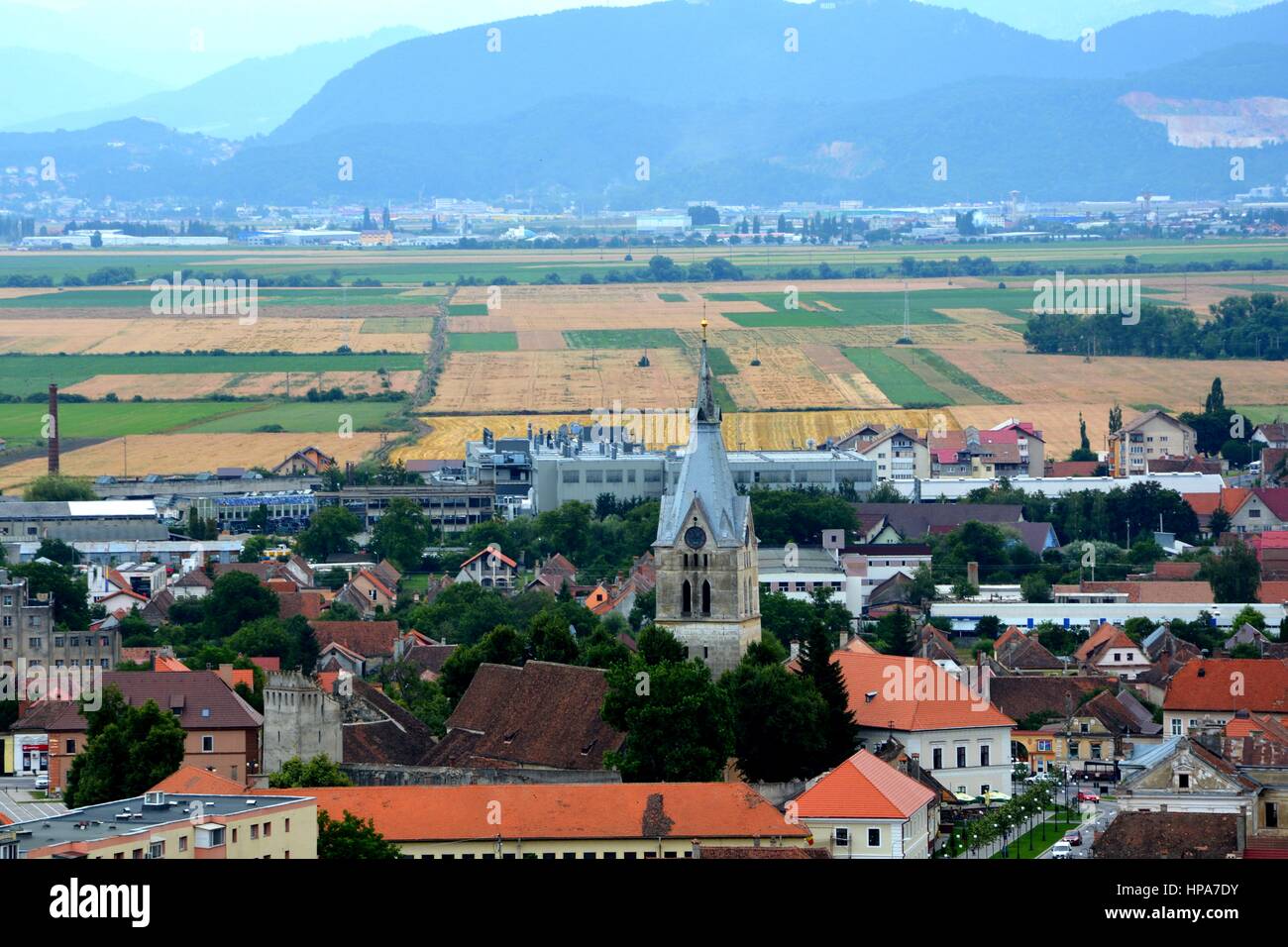 Aerial view of the village Codlea, Transylvania Stock Photo - Alamy