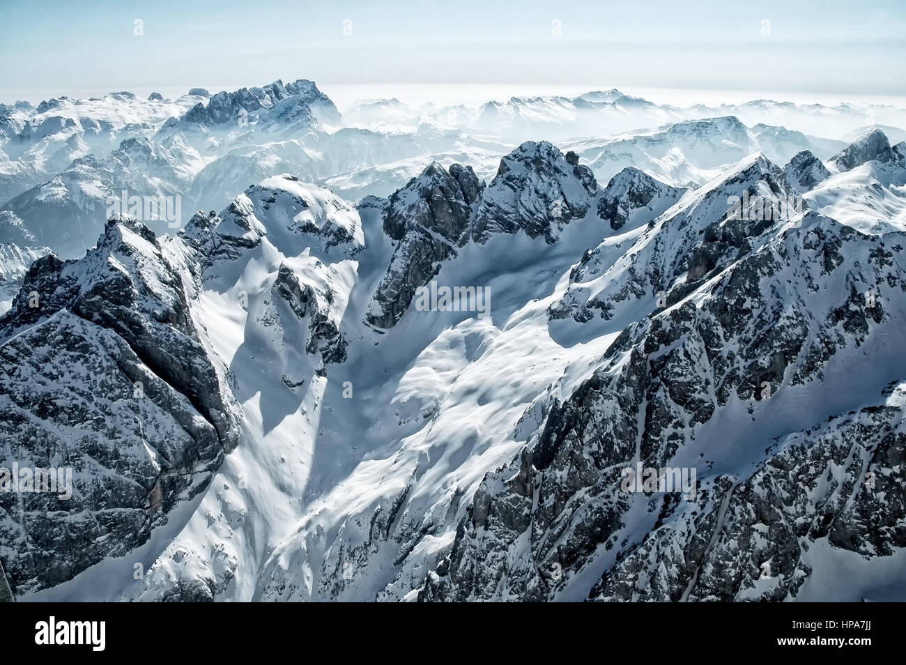 Ski resort in the Italian Dolomites. View from Marmolada glacier Stock ...