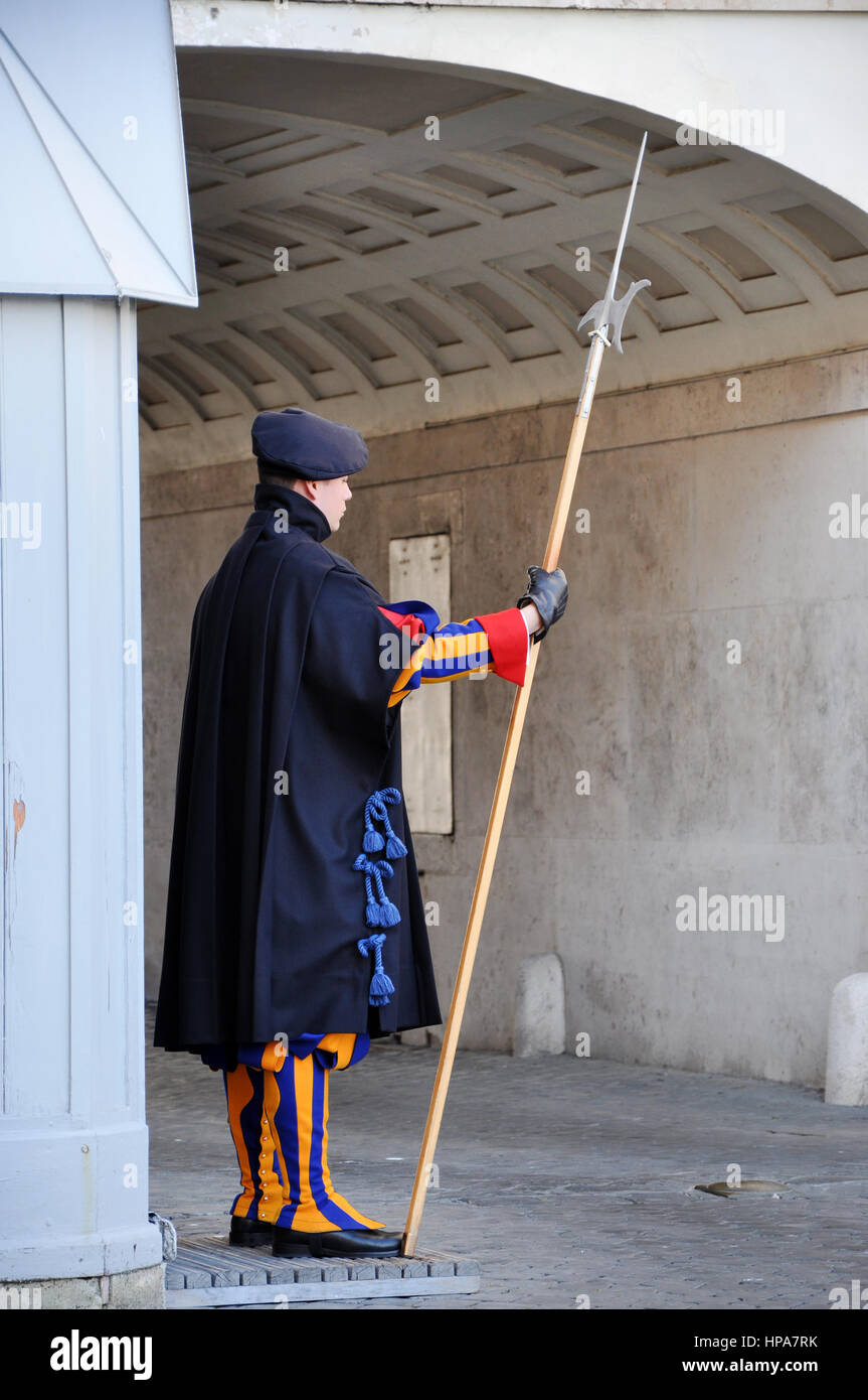 Pontifical Swiss Guard In His Traditional Uniform High Resolution Stock ...