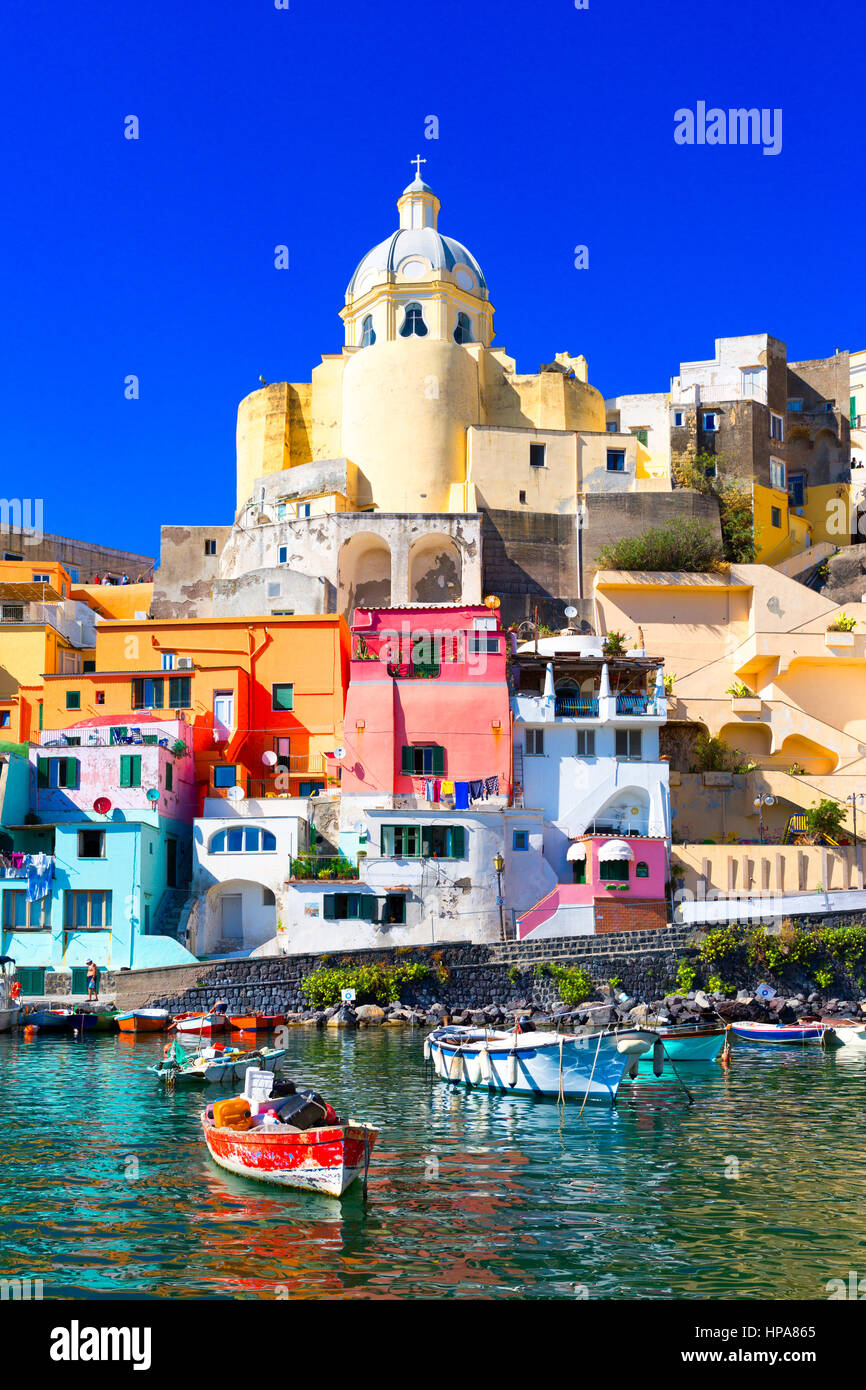 Procida, La Corricella Harbour. Campania, Italy Stock Photo - Alamy