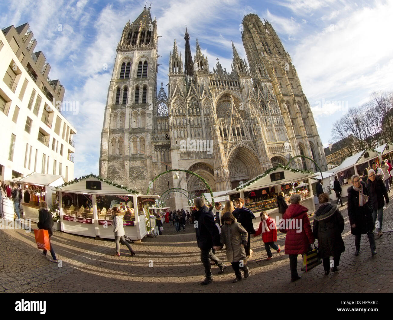 Front of the 12th century Cathedral in Rouen, Normandy, France Stock ...