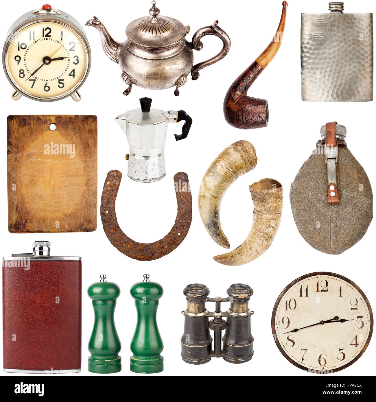 Big size collection of various vintage items including clocks, teapots ...
