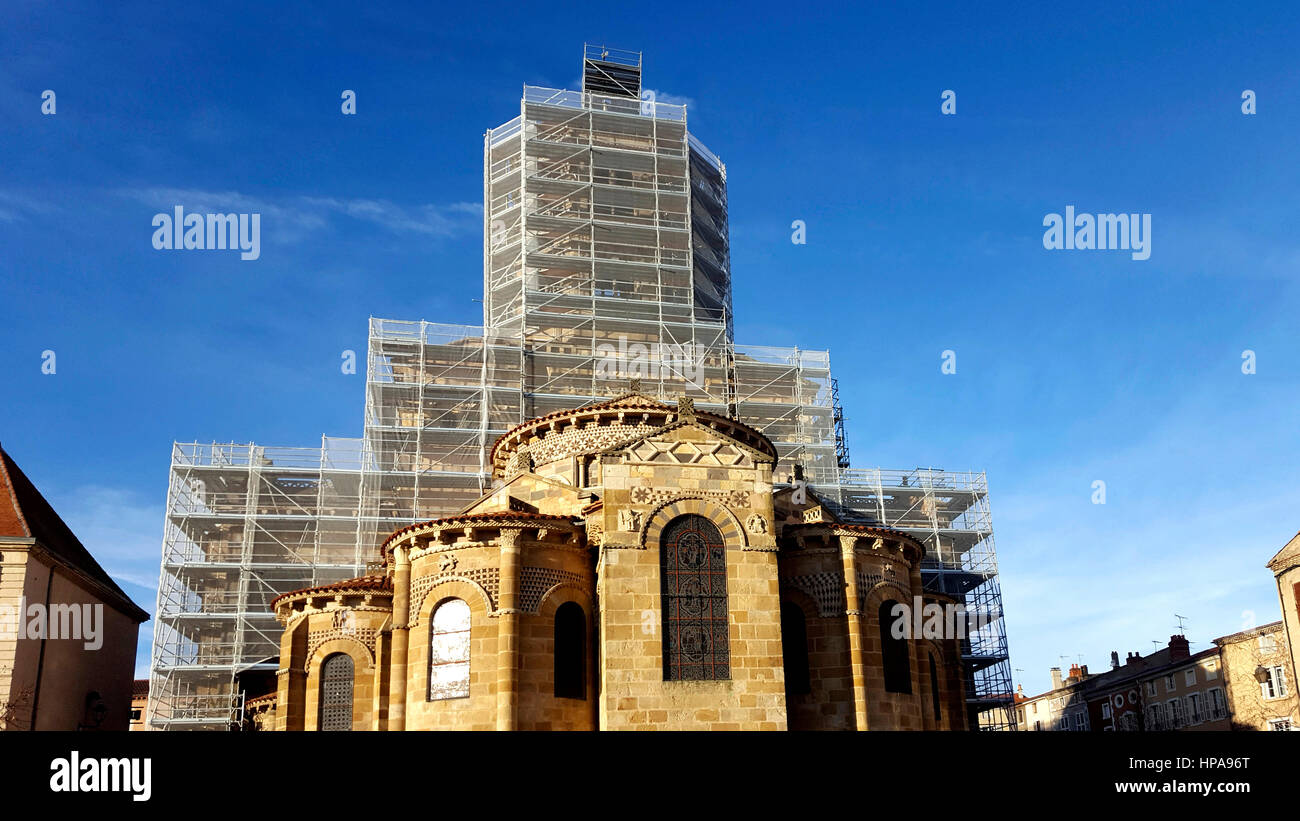Issoire. Restoration of a Abbatial Saint Austremoine, Romanesque church ...