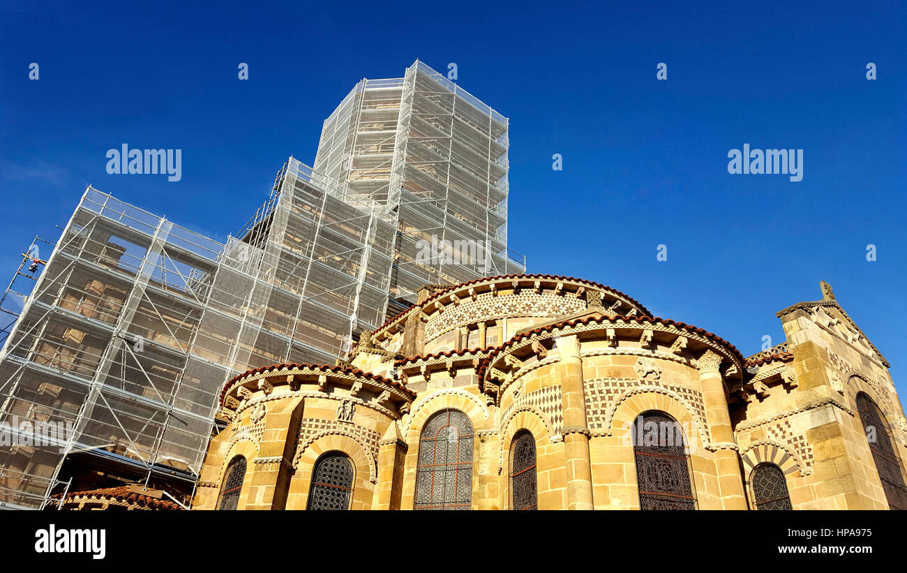 Issoire. Restoration of a Abbatial Saint Austremoine, Romanesque church ...