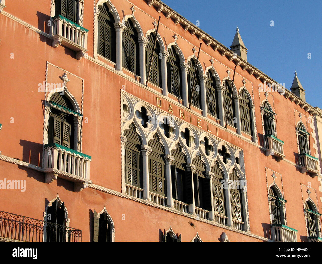 Venetian Gothic facade of famous Hotel Danieli in venice, Italy Stock ...