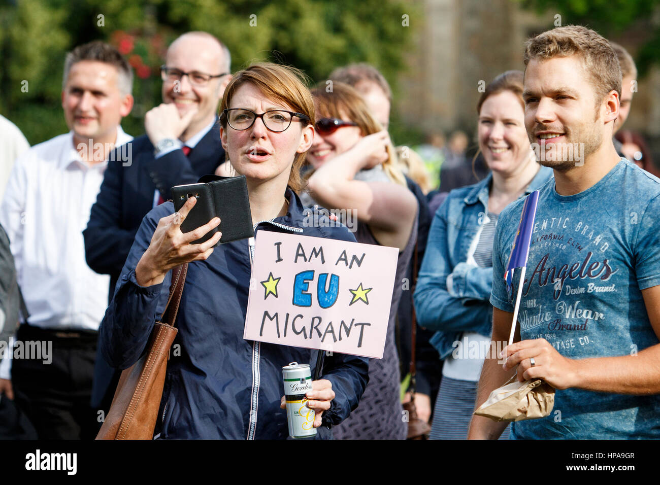 Pro EU Protesters wanting the UK to remain in Europe are pictured ...