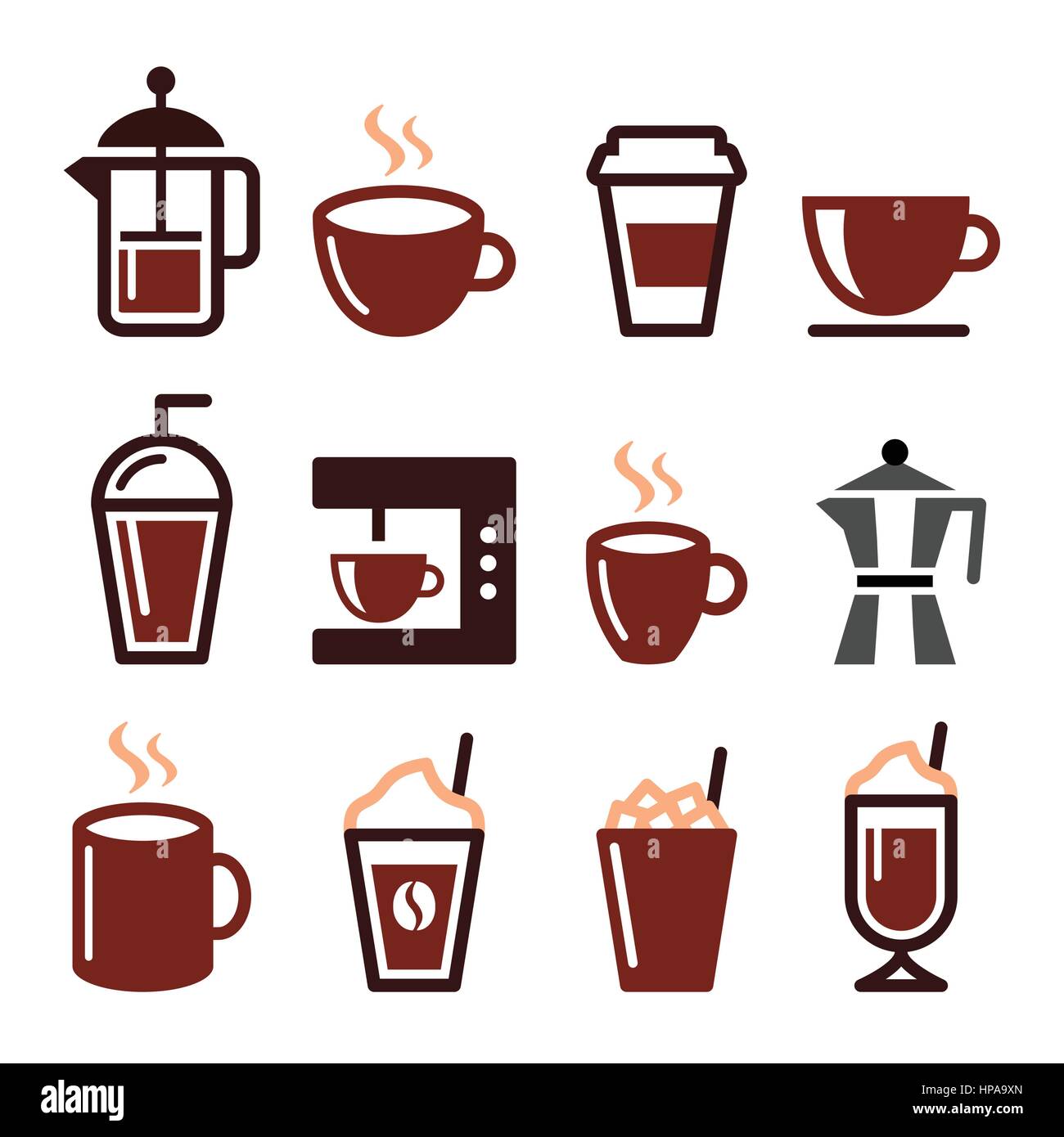 Coffee drinks, coffee makers icons set Stock Vector Image & Art - Alamy
