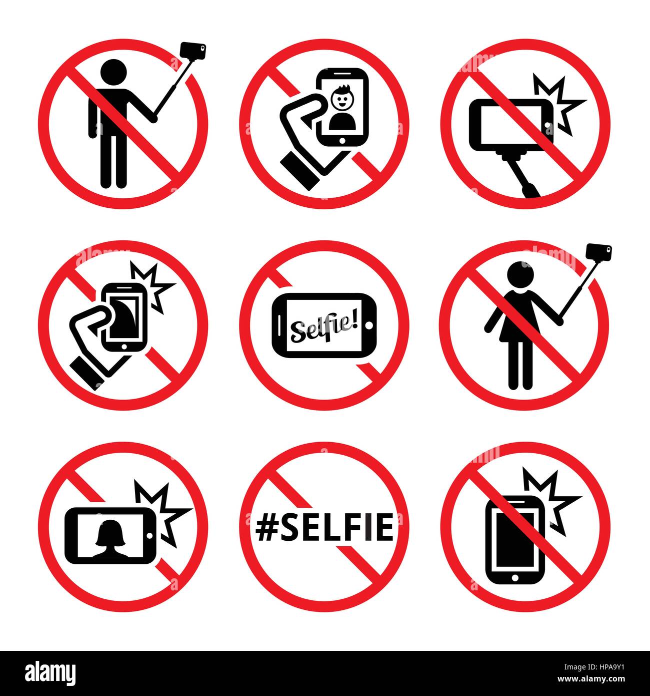 No selfies, no selfie sticks vector signs Stock Vector Image & Art - Alamy