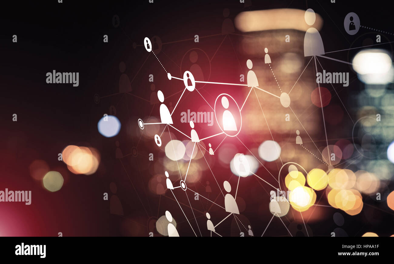 Background conceptual image with social connection lines on dark ...